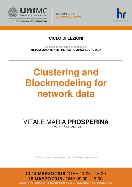 Economia e diritto — Università di Macerata: CICLO DI LEZIONI DOTTORATO MQPE. Clustering and ...